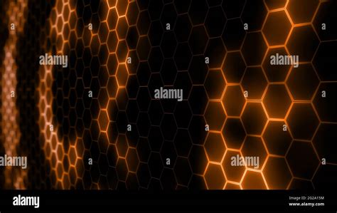 3d Rendering Of Abstract Futuristic Hexagonal Mesh With Light Effects Can Be Used As A