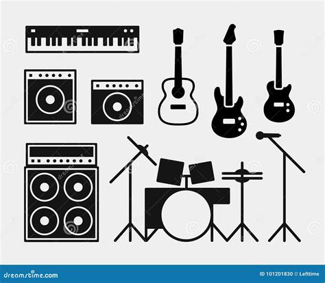 Music Rock Band Instruments Set Stock Vector Illustration Of Music
