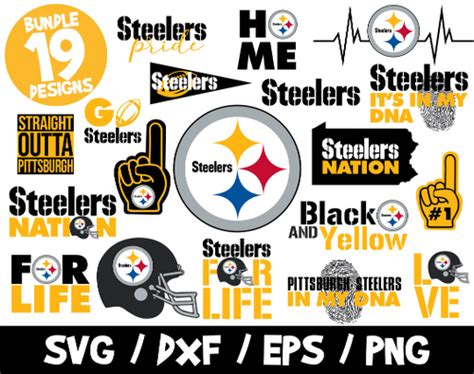 Steelers Svg Bundle Steelers Nfl Team Nation Shirt Cricut Black And