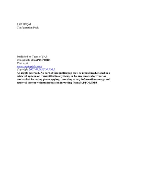 Sap Pp Qm Configuration Pack 2007 09saptopjobs Pdf Quality Management Subroutine