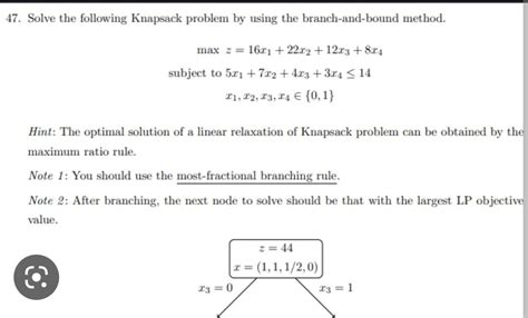 solved 17 solve the following knapsack problem by using the