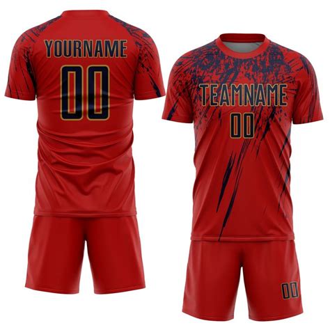 Custom Red Navy Old Gold Sublimation Soccer Uniform Jersey Soccer