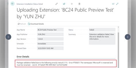 Dynamics 365 Business Central The Namespace ‘microsoft Is