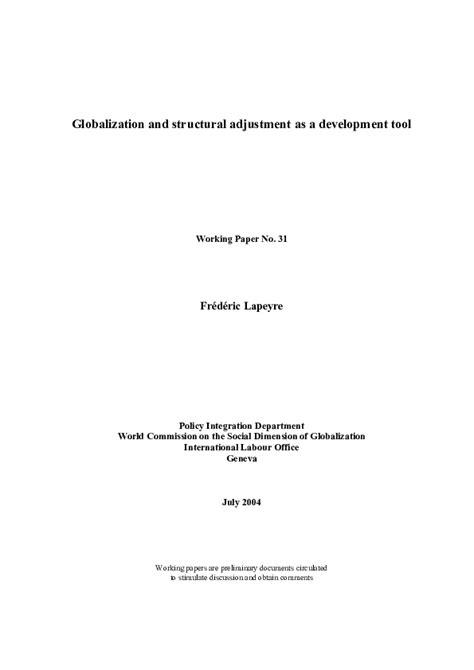 Pdf Globalization And Structural Adjustment As A Development Tool