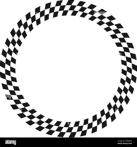 Checkered Circle Frame Circle Race Checker Flag Pattern Checkerboard Geometric Pattern Black