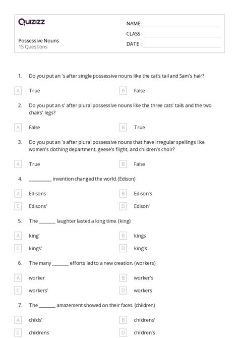 Free Possessive Nouns Worksheet 5th Grade Download Free Possessive