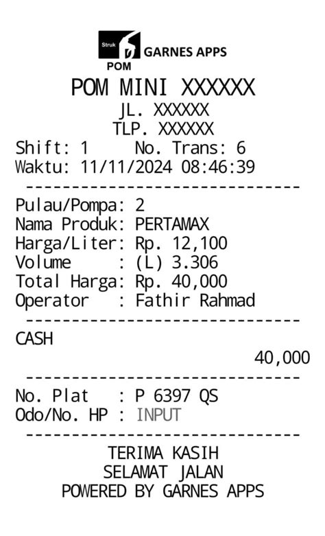 Inilah Model Struk Pertamina Word Roman Ady Group