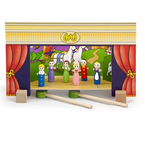 Дървен детски куклен театър с 4 Приказки Ролеви игри