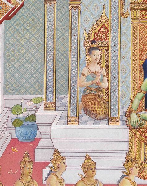 นางสุชาดา ที่มารูป หนังสือไตรภูมิกถา ฉบับรัชกาลที่ 9 ภาพวาดพระพุทธเจ้า จิตรกรรม ศิลปะไทย