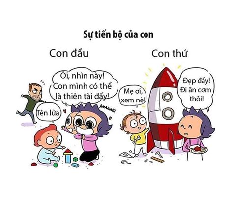 Tranh Vui Nhật Ký Nuôi Con đầu Và Con Thứ Cực Hài Hước Của Mẹ Bỉm Sữa