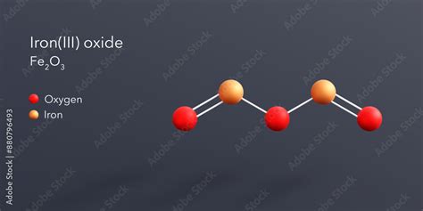 Iron Iii Oxide Molecule 3d Rendering Flat Molecular Structure With