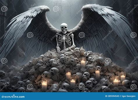 Fallen Angel Horror Spooky Terror Above A Pile Of Corpses Fantasy Intricate Elegant