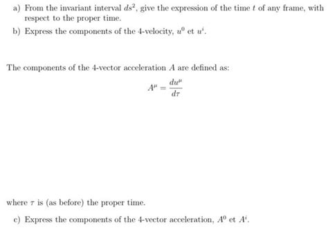 Solved A From The Invariant Interval Ds Give The