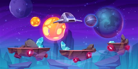Space Game Level Background With Platforms 15485733 Vector Art At Vecteezy