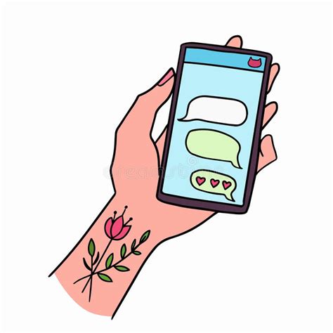 Chat On Phone Screen Mobile Messenger Template Social Network Mock Up Vector Cellphone