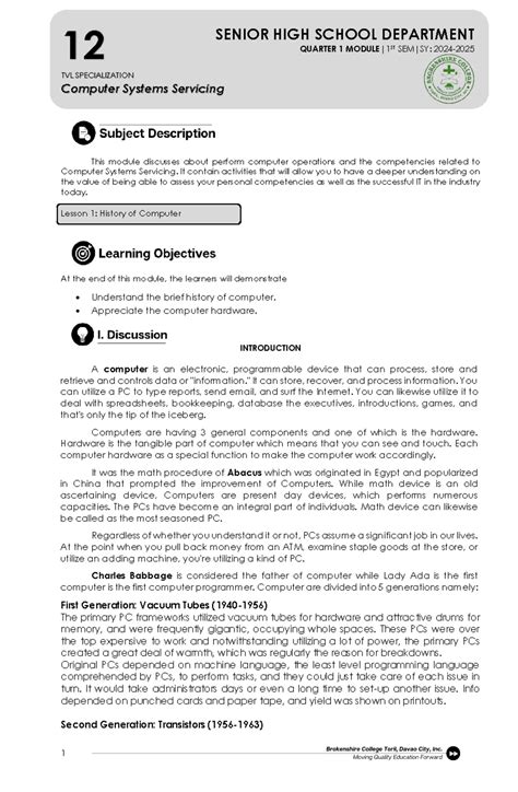 css lesson 1 history this is for grade 11 tvl 1 quarter 1 module 1