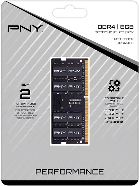 Pny Performance 8gb 3200mhz Ddr4 Dram Pc4 25600 Cl22 1 2v Sodimm Notebook Laptop Memory