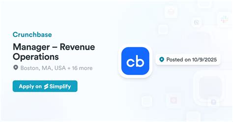 Manager Revenue Operations Crunchbase Simplify Jobs
