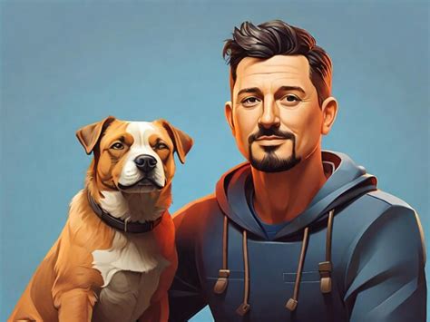 Premium Photo A Man And A Dog Are Posing For A Picture With A Dog