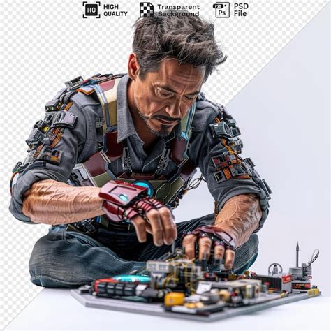 Premium Psd Genius Billionaire Tony Stark Invents Tech To Save Innocents As Depicted In