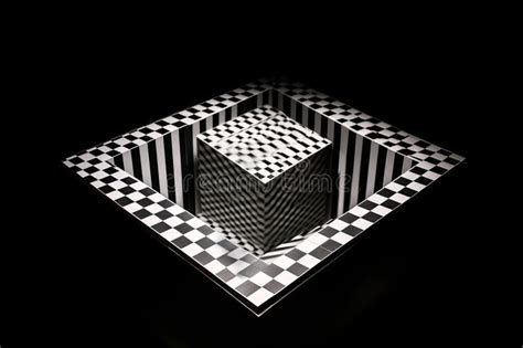 Optical Illusion Of Three Dimensional Cube Spinning In Space Stock