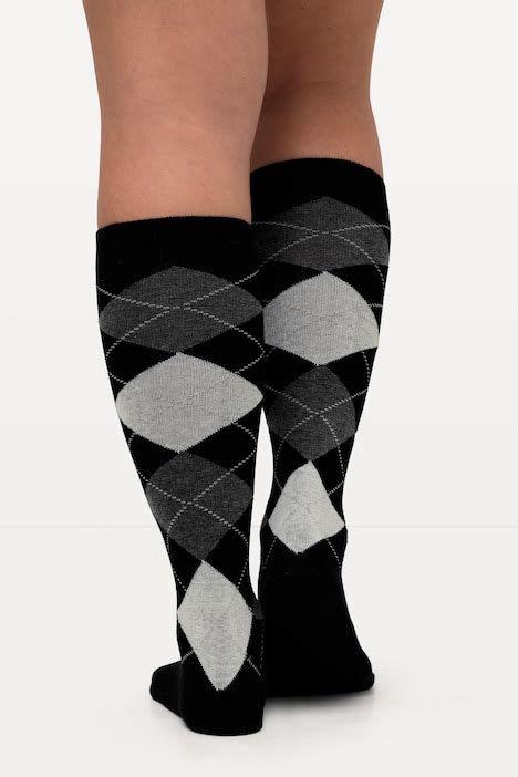 Argyle Knee Socks Black Ulla Popken