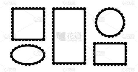 圆形和正方形的扇形框架锥形边缘矩形和椭圆形状简单的标签和贴纸形式。花纹花边框架。在白色背景上孤立 花瓣网