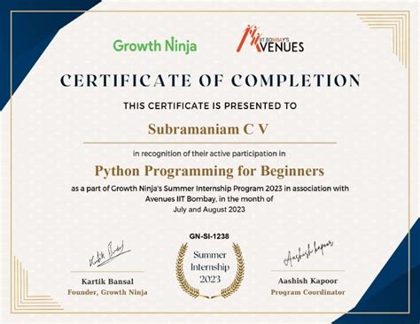 Subramaniam C V On Linkedin 🌟 Excited To Announce Completed Python Programming For Beginners