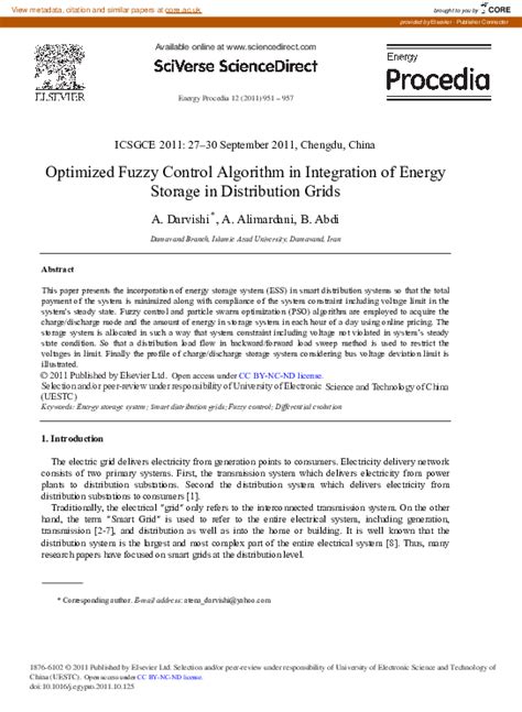 Pdf Optimized Fuzzy Control For Energy Storage In Grids