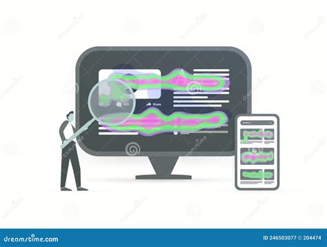 Heatmap Webpage Shows User Behavior From Laptop To Analyze Customer Behavior Vector