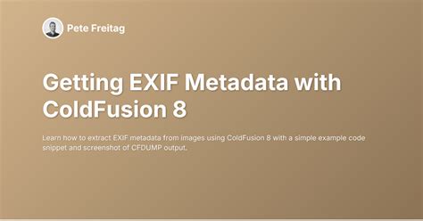 Getting Exif Metadata With Coldfusion 8