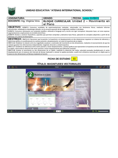 Fe 11 1bgu Magnitudes Vectoriales Pdf Vector Euclidiano Velocidad