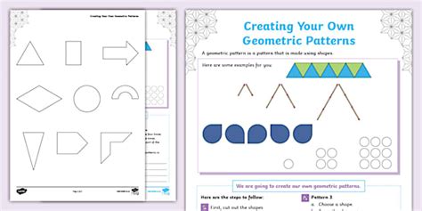 Creating Your Own Geometric Patterns Activity Sheet Twinkl