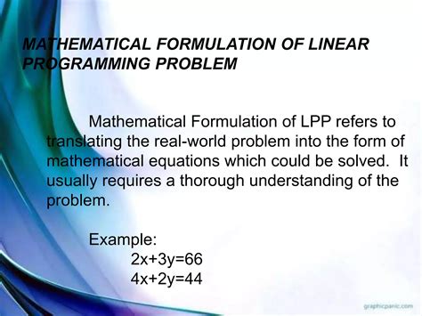 Mathematical Formulation Of Lpp Properties And Example Pptx
