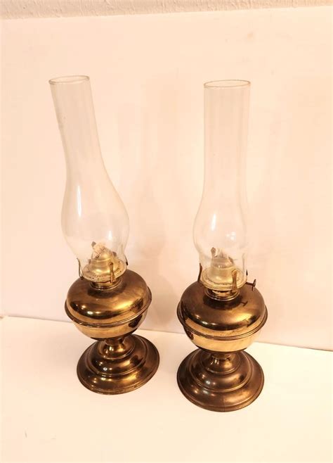 Lot 8 Pair Brass Oil Lamps