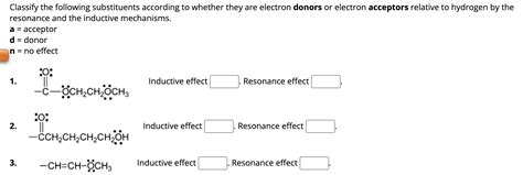 Solved Classify The Following Substituents According To