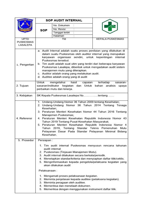 sop audit internal pdf