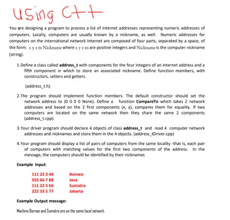Solved Using Ctt You Are Designing A Program To Process A Chegg Com