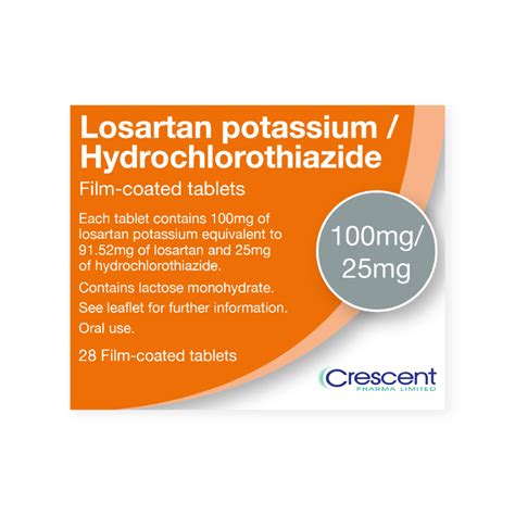 Losartan Potassiumhydrochlorothiazide 100mg25mg Film Coated Tablets