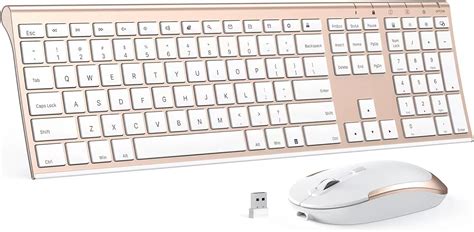Wireless Keyboard And Mouse Combo 2 4ghz Ultra Slim Aluminum Rechargeable Keyboard With Whisper