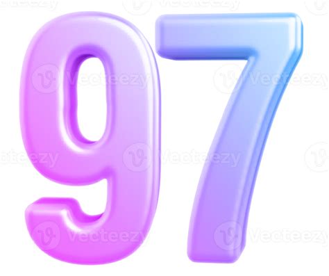 3d Number 97 Gradient 36309200 Png