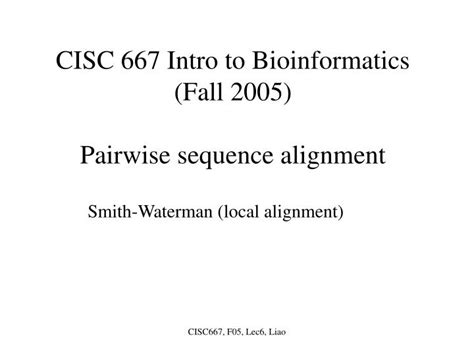 Ppt Cisc 667 Intro To Bioinformatics Fall 2005 Pairwise Sequence