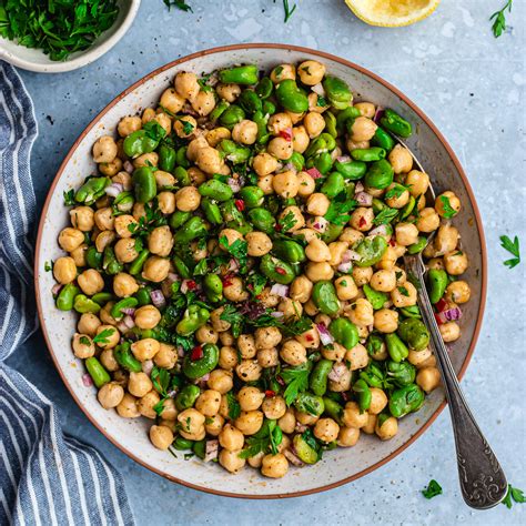 Healthy Chickpea And Fava Bean Salad The Delicious Plate