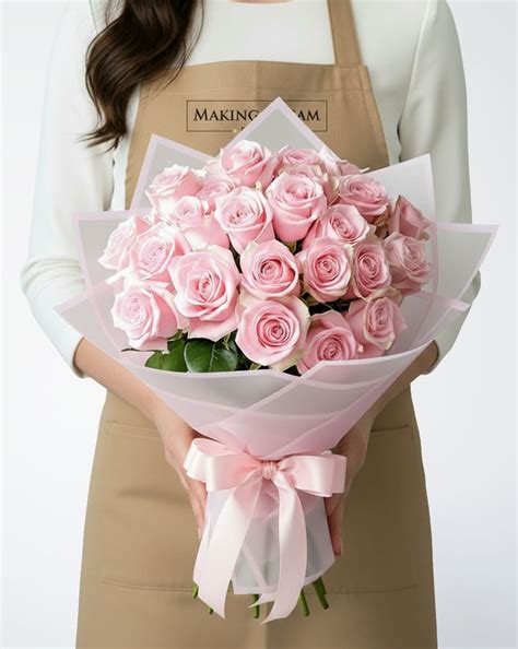 24 Premium Pink Rose Bouquet Same Day Flower Delivery