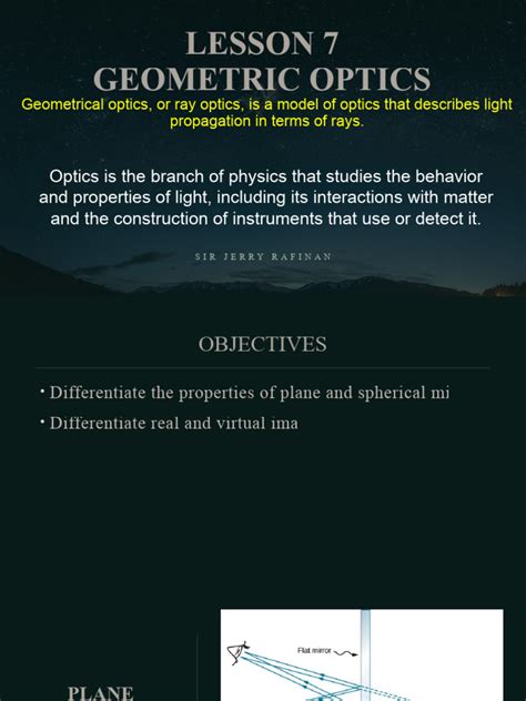 Lesson 7 And 8 Geometric Optic And Interference And Diffraction28129 Pdf Optics Mirror