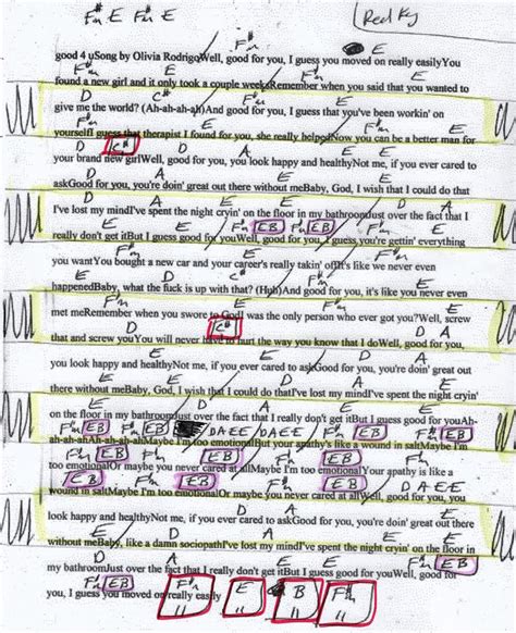 Good U Olivia Rodrigo Guitar Chord Chart Real Key Guitar Chord Chart Guitar Chords Steve