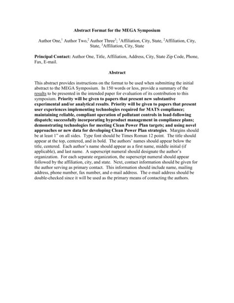MEGA Symposium Abstract Format Guide
