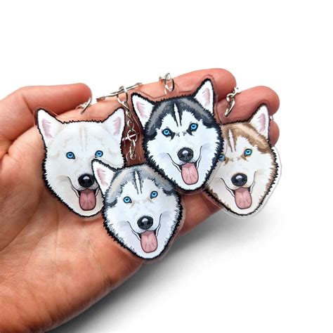 Siberian Husky Keyrings And Collar Charms Double Sided Huskies Malamute