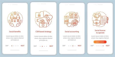Business Concepts Onboarding Mobile App Page Screen Vector Template Csr Corporate Principles