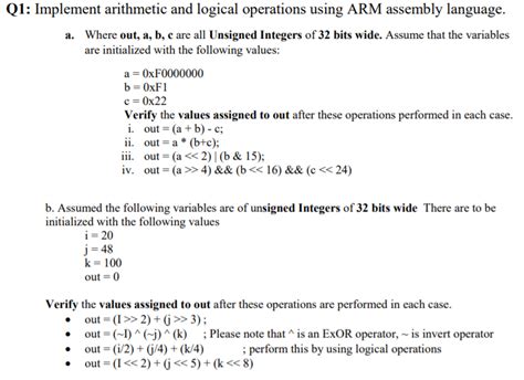 Solved Q1 Implement Arithmetic And Logical Operations Using